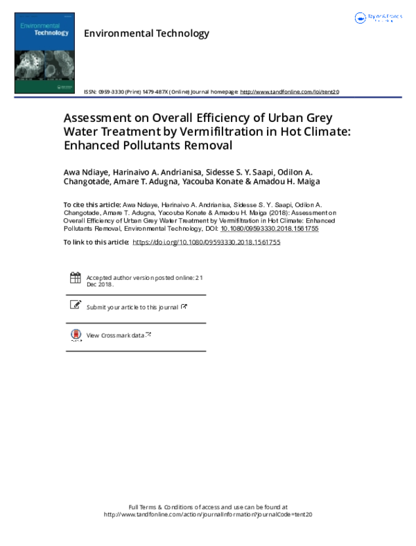 (PDF) Assessment on overall efficiency of urban greywater treatment by ...
