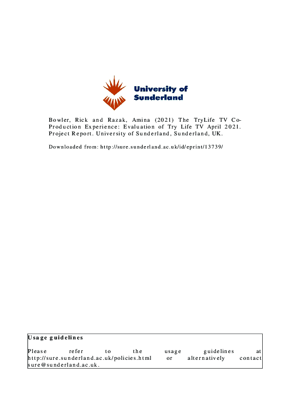 (PDF) The TryLife TV Co-Production Experience: Evaluation of Try Life ...