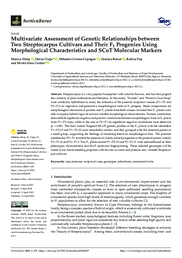 (PDF) Multivariate Assessment of Genetic Relationships between Two Streptocarpus Cultivars and ...