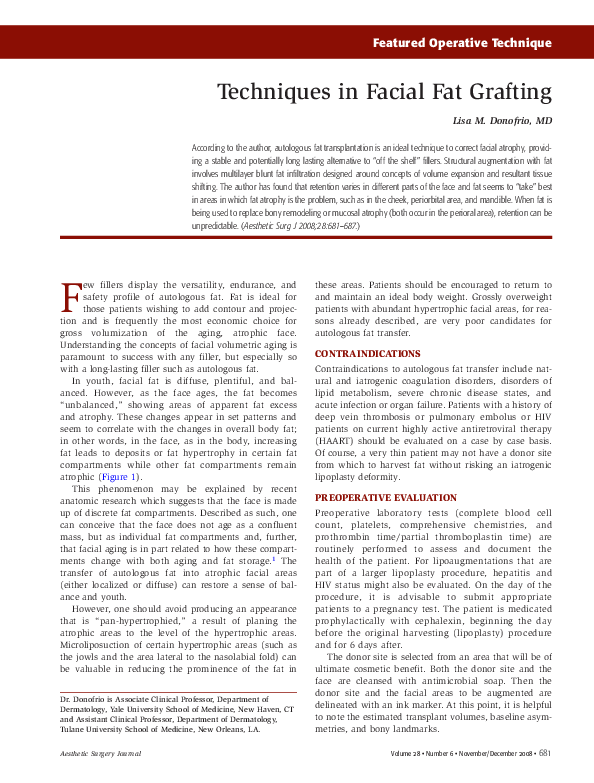 (PDF) Techniques in Facial Fat Grafting