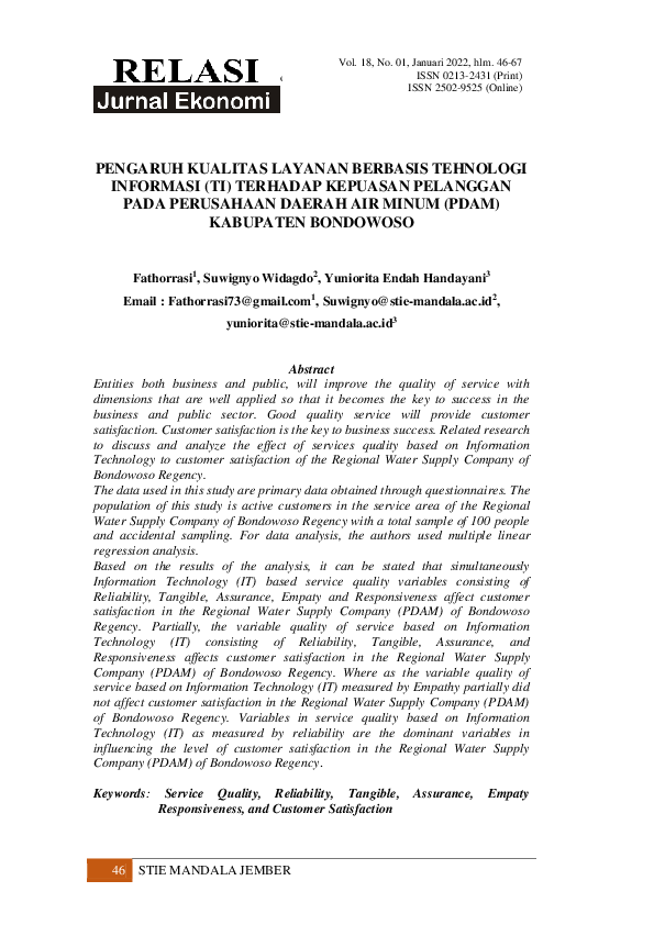 (PDF) Pengaruh Kualitas Layanan Berbasis Tehnologi Informasi (Ti) Terhadap Kepuasan Pelanggan ...