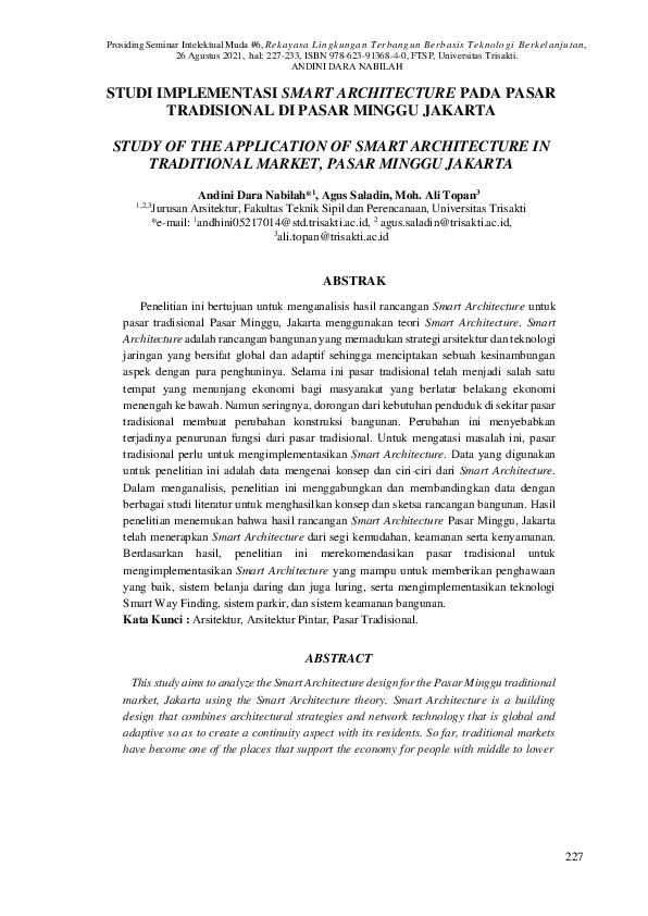 (PDF) Studi Implementasi Smart Architecture Pada Pasar Tradisional DI ...