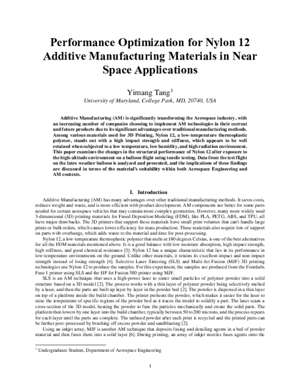 Pdf Performance Optimization For Nylon 12 Additive Manufacturing