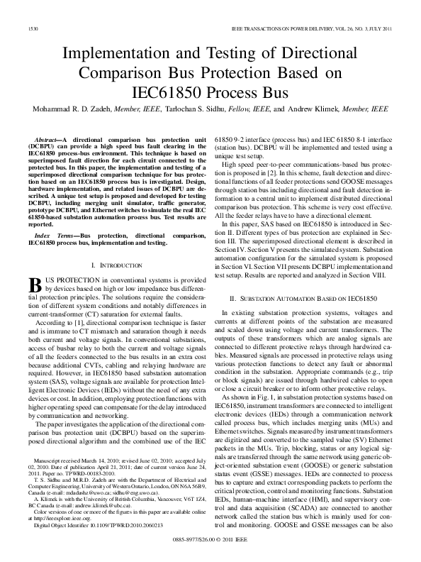 (PDF) Implementation and Testing of Directional Comparison Bus ...