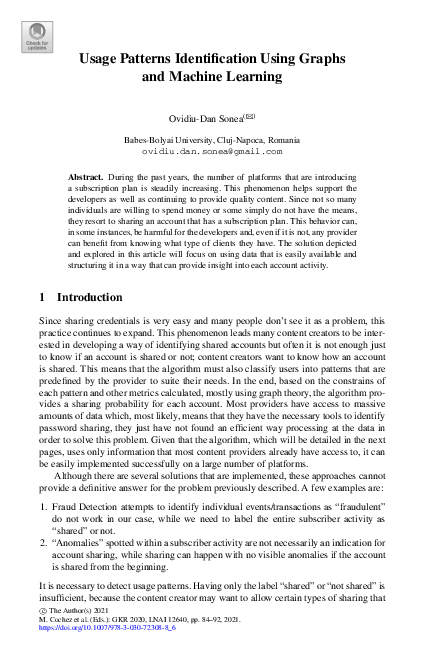 (PDF) Usage Patterns Identification Using Graphs and Machine Learning | Ovidiu Sonea - Academia.edu