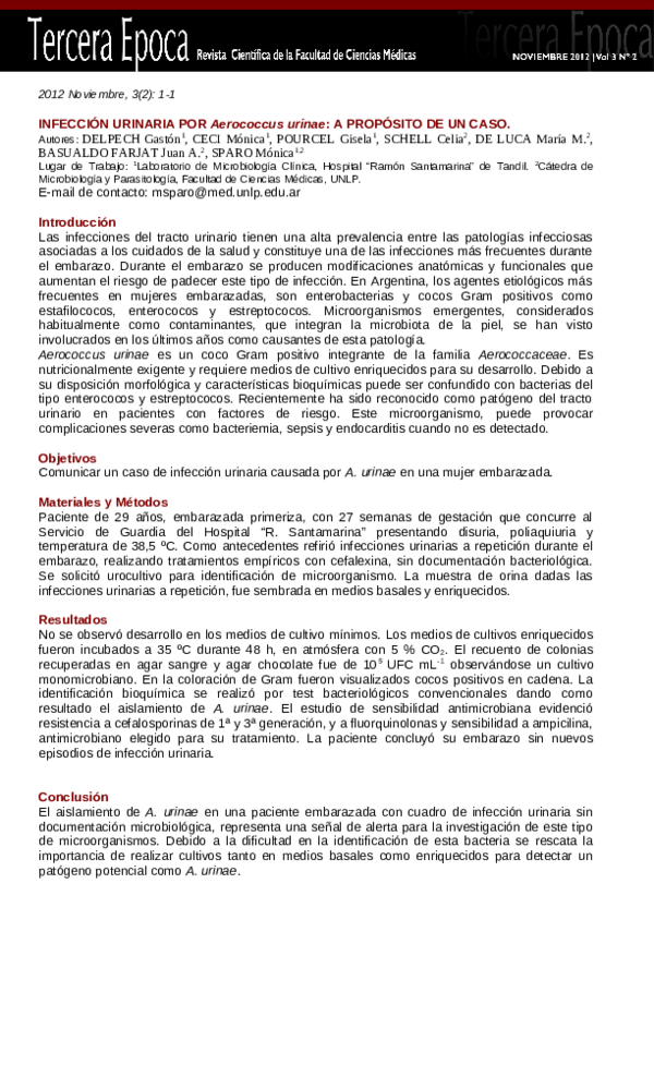 (PDF) Infección urinaria por Aerococcus urinae : a propósito de un caso ...