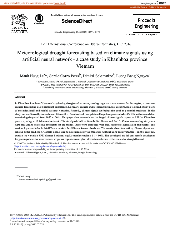 (PDF) Meteorological Drought Forecasting Based on Climate Signals Using ...