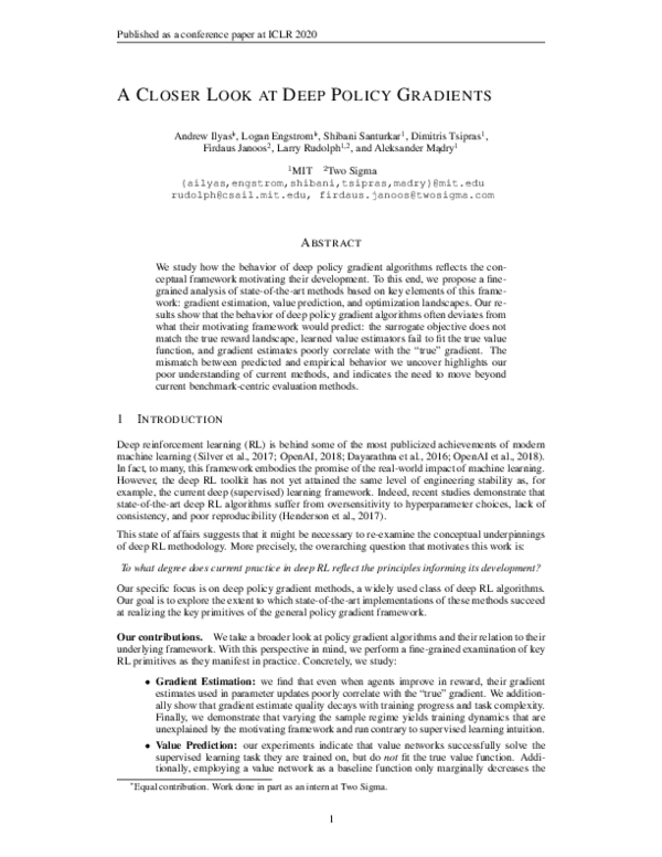 (PDF) A Closer Look at Deep Policy Gradients