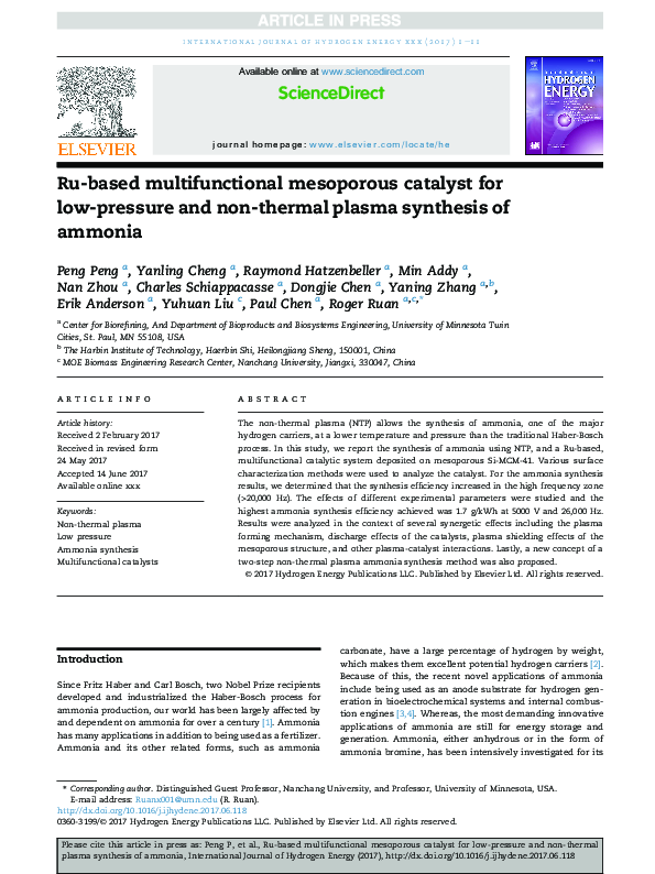 (PDF) Ru-based multifunctional mesoporous catalyst for low-pressure and ...