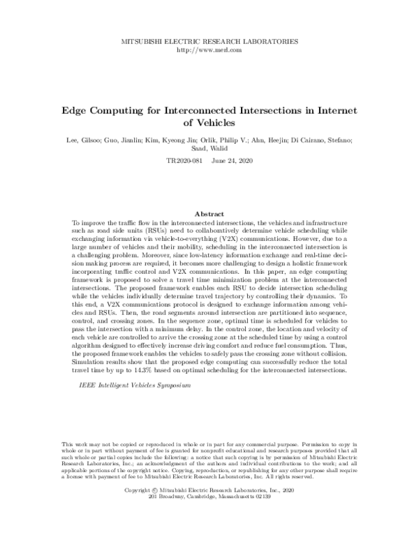(PDF) Edge Computing for Interconnected Intersections in Internet of ...