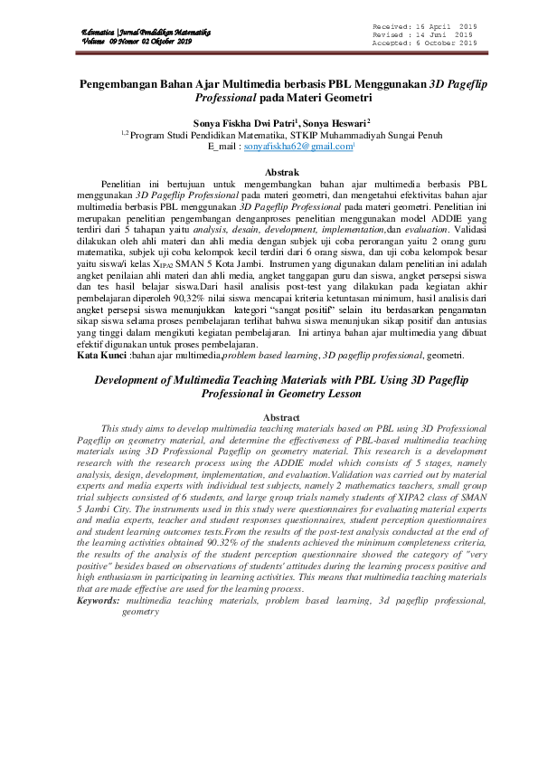 (PDF) Development of Multimedia Teaching Materials for Problem Based Learning Models Using ...