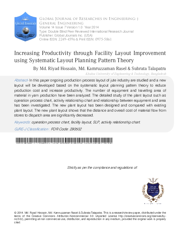 (PDF) Increasing Productivity through Facility Layout Improvement using ...
