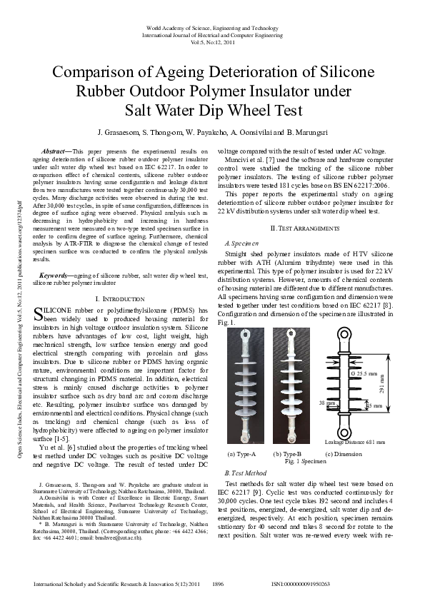(PDF) Comparison Of Ageing Deterioration Of Silicone Rubber Housing ...