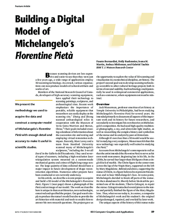 (PDF) Building a Digital Model of Michelangelo's