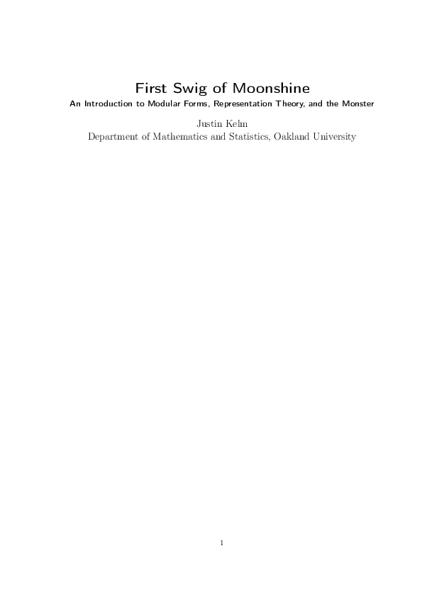 (PDF) First Swig of Moonshine: An Introduction to Modular Forms ...
