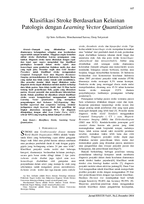(PDF) Klasifikasi Stroke Berdasarkan Kelainan Patologis dengan Learning ...