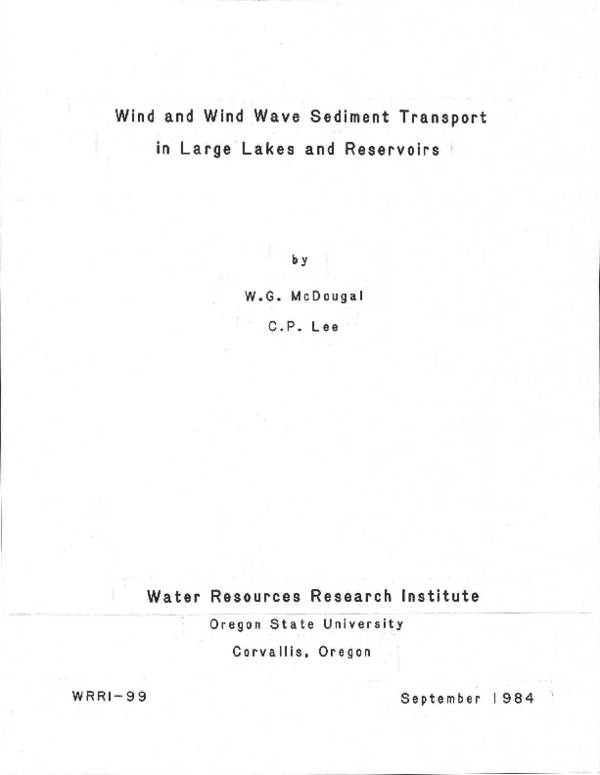 (PDF) Wind and wind wave sediment transport in large lakes and reservoirs