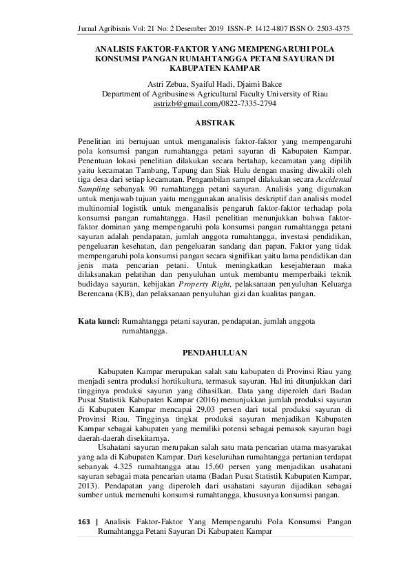 (PDF) Analisis Faktor-Faktor Yang Mempengaruhi Pola Konsumsi Pangan ...