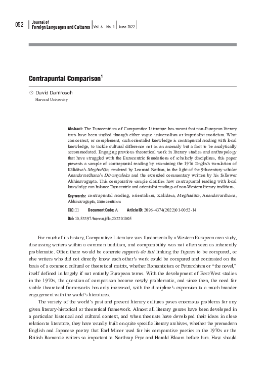 (PDF) Contrapuntal Comparison (by David Damrosch)