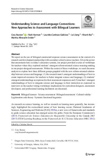 (PDF) Understanding Science and Language Connections: New Approaches to ...