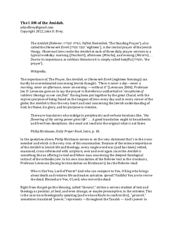 (PDF) The I AM of the Amidah.