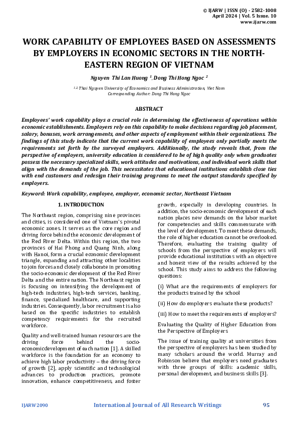 (PDF) WORK CAPABILITY OF EMPLOYEES BASED ON ASSESSMENTS BY EMPLOYERS IN ...