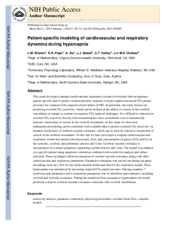 (PDF) Patient-specific modeling of cardiovascular and respiratory ...