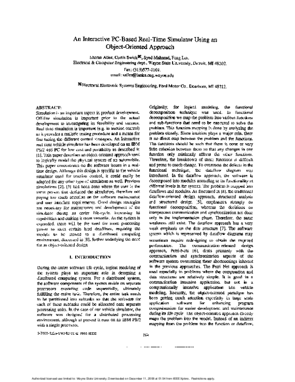(PDF) An interactive PC-based real-time simulator using an object-oriented approach