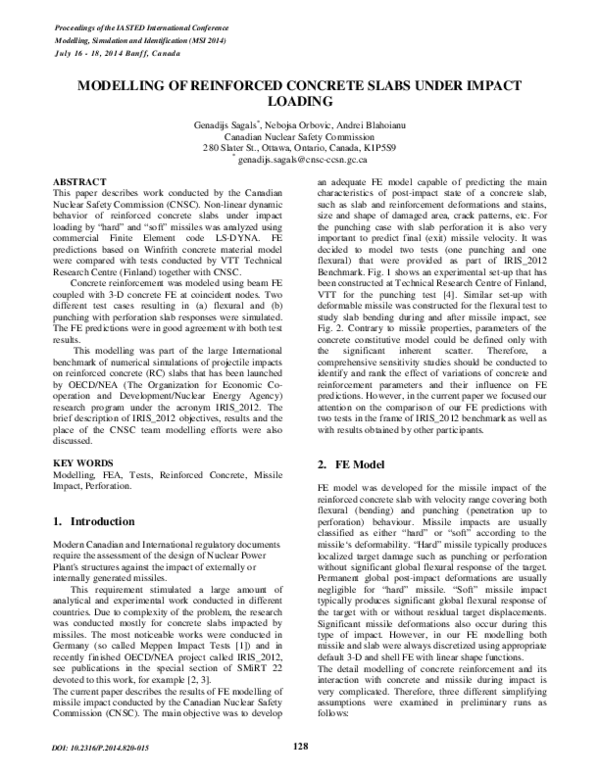 Pdf Modelling Of Reinforced Concrete Slabs Under Impact Loading