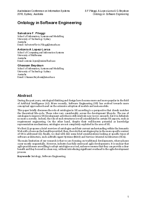 (PDF) Ontology in Software Engineering