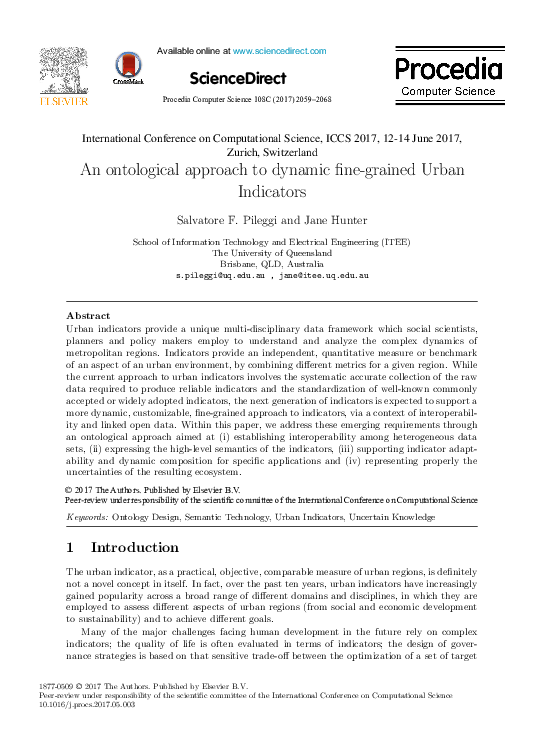 (PDF) An ontological approach to dynamic fine-grained Urban Indicators