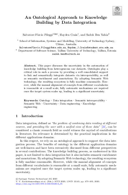 (PDF) An Ontological Approach to Knowledge Building by Data Integration | Salvatore F. Pileggi ...