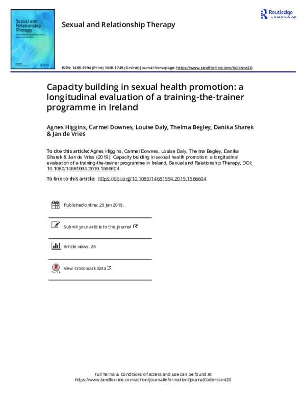 (PDF) Capacity building in sexual health promotion: a longitudinal ...