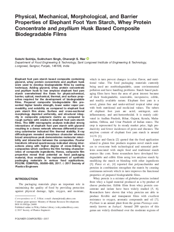 (PDF) Physical, Mechanical, Morphological, and Barrier Properties of Elephant Foot Yam Starch ...