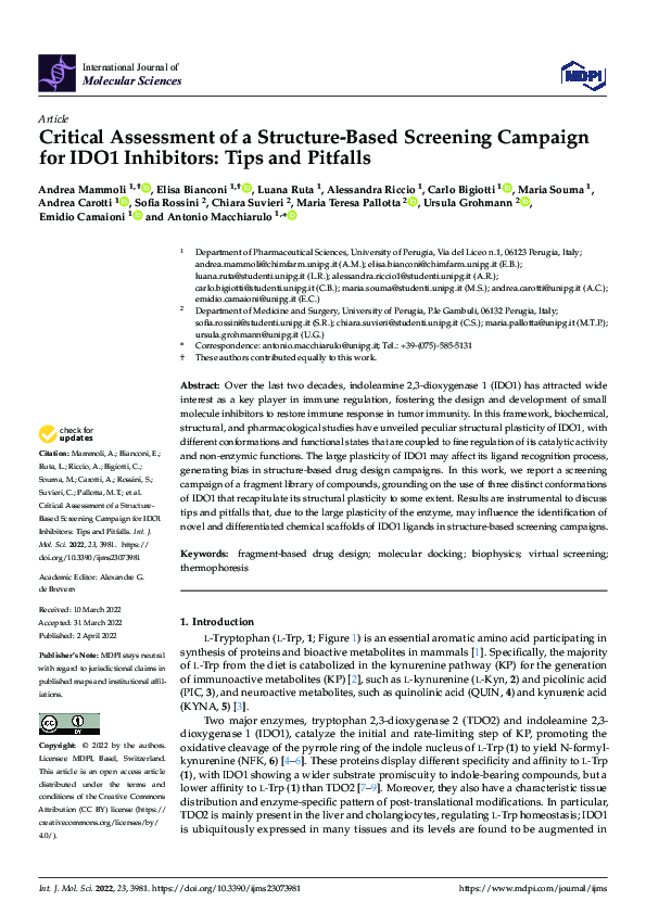 (PDF) Critical Assessment of a Structure-Based Screening Campaign for ...