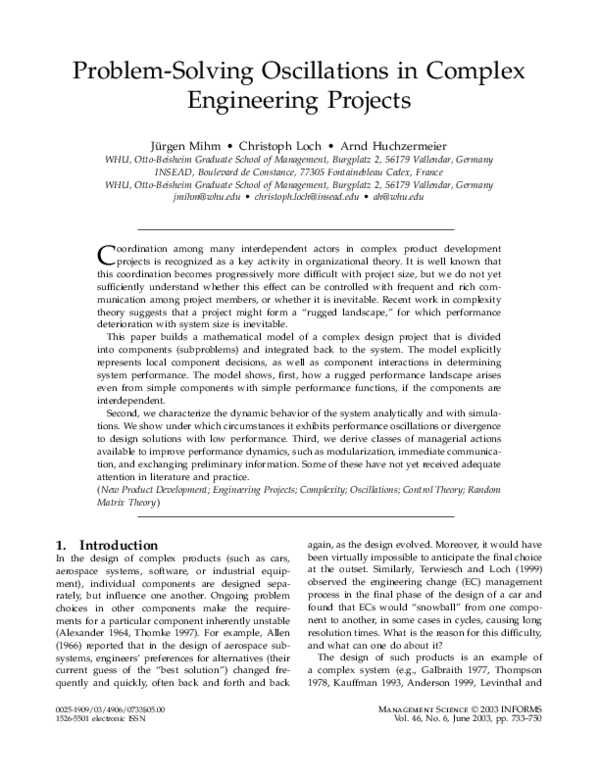 (PDF) Problem–Solving Oscillations in Complex Engineering Projects