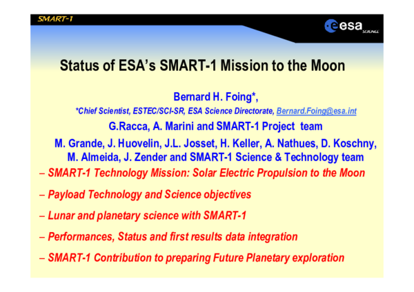 (PDF) Status of esa smart-1 mission to the moon