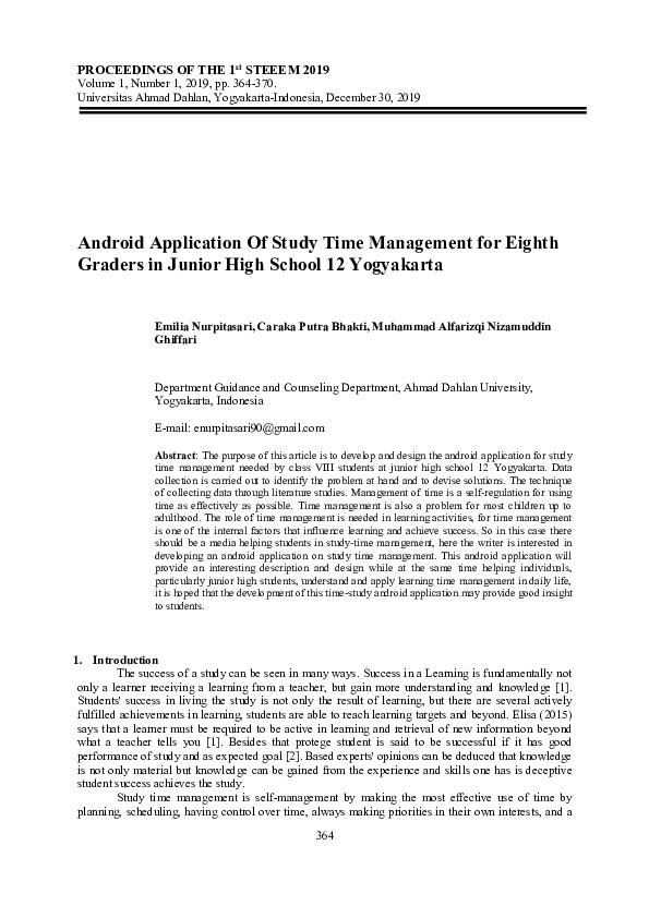 (PDF) Android Application Of Study Time Management for Eighth Graders ...