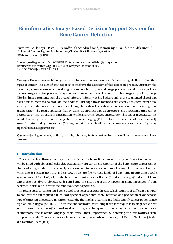 (PDF) Bioinformatics Image Based Decision Support System for Bone ...