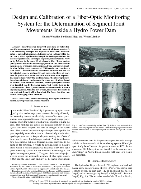 Pdf Design And Calibration Of A Fiber Optic Monitoring System For The Determination Of Segment