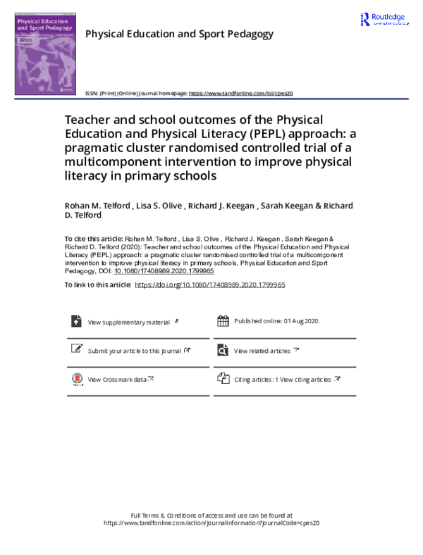 (PDF) Teacher and school outcomes of the Physical Education and ...