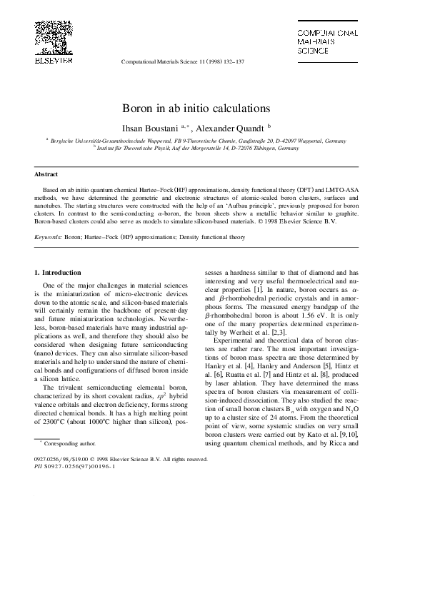 (PDF) Boron in ab initio calculations