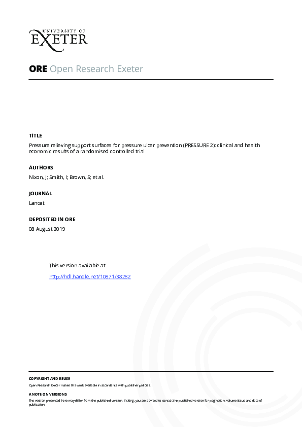 (PDF) Pressure Relieving Support Surfaces for Pressure Ulcer Prevention ...