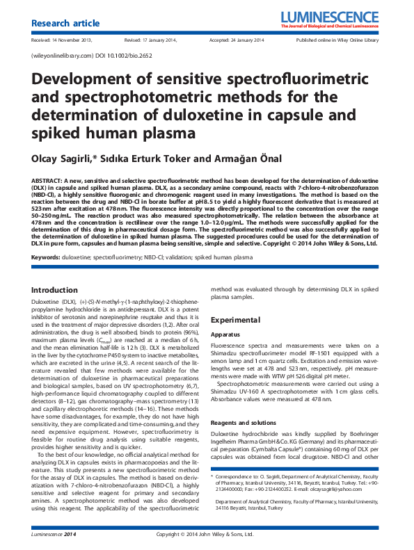 (PDF) Development of sensitive spectrofluorimetric and spectrophotometric methods for the ...
