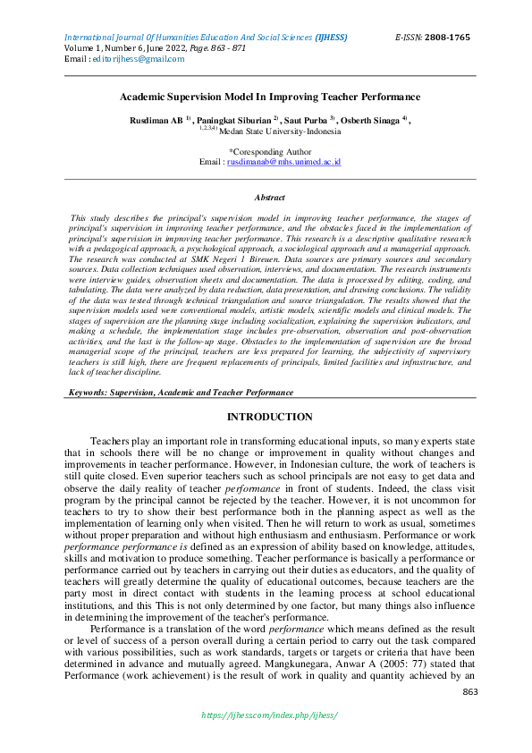 (PDF) Academic Supervision Model In Improving Teacher Performance