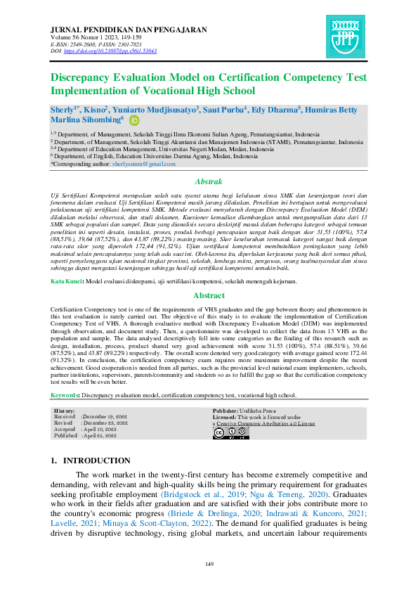 (PDF) Discrepancy Evaluation Model on Certification Competency Test ...