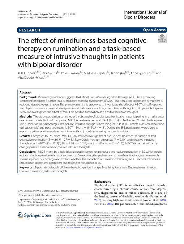 (PDF) The effect of mindfulness-based cognitive therapy on rumination and a task-based measure ...