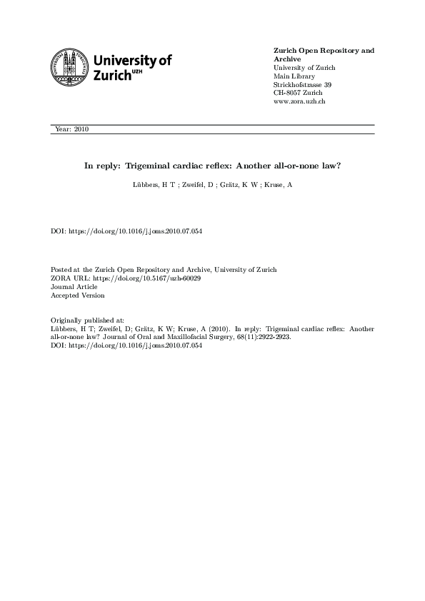 (PDF) Trigeminal Cardiac Reflex: Another All-or-None Law?
