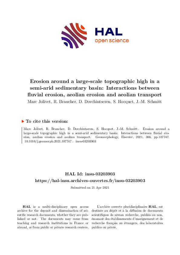 (PDF) Erosion around a large-scale topographic high in a semi-arid ...