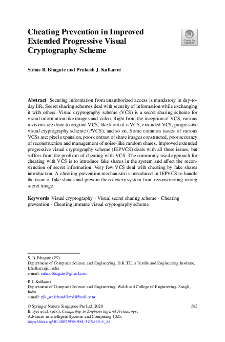 (PDF) Cheating Prevention in Improved Extended Progressive Visual Cryptography Scheme